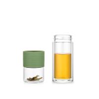 China High Borosilicate Tube Double Wall Glass Tea Infuser Cup Portable With SS Filter for sale