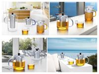 China clear Glassware Tea Cups Kettle With Stainless Steel Infuser Strainer for sale