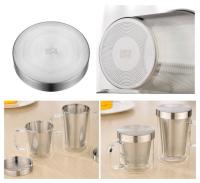 China Round Double Layer Borosil Glass Tea Cups With Stainless Steel Infuser for sale