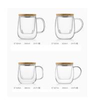 China Transparent Borosilicate Double Wall Glass Tea Saucers Cup With Bamboo Lid for sale