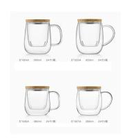 China Transparent Borosilicate Double Wall Glass Tea Saucers Cup With Bamboo Lid for sale