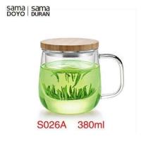 China Transparent Borosilicate Double Wall Glass Tea Saucers Cup With Bamboo Lid for sale
