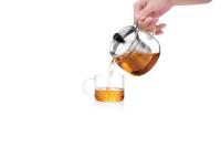 China Heat Resistant Clear Glass Tea Cup Mugs Kettle With Removable Infuser for sale