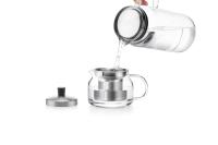 China Heat Resistant Clear Glass Tea Cup Mugs Kettle With Removable Infuser for sale