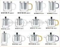 China Stainless Steel Lid Glass Tea Cup Travel Mug Modern With Handle 500ml for sale