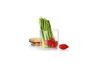 China Kitchen Storage Glass Food Canisters Jar Packaging Container With Bamboo Plastic Lid for sale