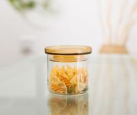 China Kitchen Storage Glass Food Canisters Jar Packaging Container With Bamboo Plastic Lid for sale