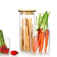 China Custom Air Tight Tea Leaves Glass Bamboo Containers Canister Heat Resistant for sale