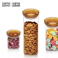 China Custom Air Tight Tea Leaves Glass Bamboo Containers Canister Heat Resistant for sale