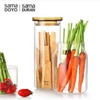 China Custom Air Tight Tea Leaves Glass Bamboo Containers Canister Heat Resistant for sale