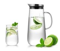 China 1250ml Transparent Glass Glass Refrigerator Pitcher Water Filter Jug Carafe for sale