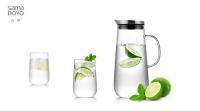China 1250ml Transparent Glass Glass Refrigerator Pitcher Water Filter Jug Carafe for sale