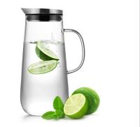 China Stainless Steel Lid Glass Pitcher Water Filter With Strainer Custom for sale