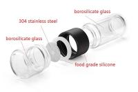 China Clear Borosilicate Glass Water Filtration Pitcher Bottle Stainless Steel Infuser For Office for sale