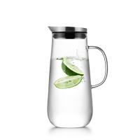 China Sustainable large Stainless Steel Lid Glass Water Filter Jug Kettle For Borosilicate Water Carafe for sale