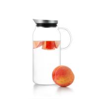 China Large Heat Resistant Clear Glass Water Pitcher Juice Bottle With Filter Lid 1300ml for sale