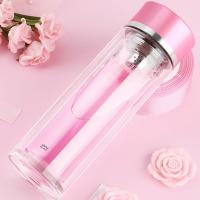 China 300ml Clear Glass Water Pitcher Bottle Jug With Tea Infuser filter Strainer Travel Essential for sale