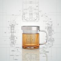 China Thermal Resistance Stackable Glass Tea Cup With Heat-Resistant Food Grade Stainless Steel Infuser for sale