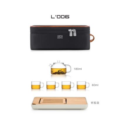 China Samadoyo 2024 Hot Selling High Borosilicate Glass Transparent Belt Cup Teapot Eco-Friendly 180ml Tea Set Customizable Minimalist for sale