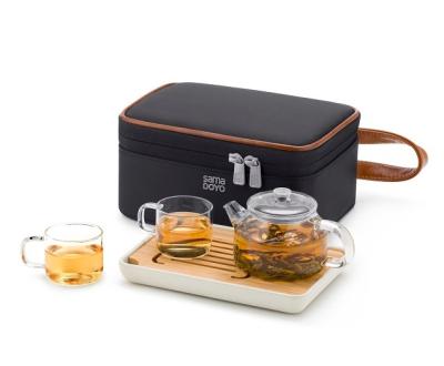 China Modern Design Elegant Glass Teapot Set with Jug Wholesale Portable Tea Tray for Travel Office Drinkware Use for sale