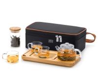China Popular Heat-Resistant Portable Glass Tea Set Household Glass Water Bottle Teapot Tea Set With Custom Print Logo for sale