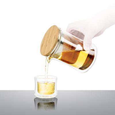 China SAMADOYO High Quality Custom Mini Clear Borosilicate Glass Pitcher Cups Teapot Tea Sets with Lid Glass and Warmer for sale