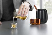 China New Design Samadoyo Portable Travel Bag Tea Set Glass Teapot Two Tea Cups Portable Tea Set with Travelling Bag for sale