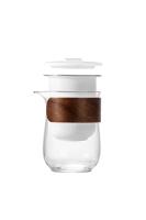 China 2024 Portable Wood Handle Tea Pot Set Modern Portable Teapot Cup Set Porcelain Infuser Teapot Set With Case for Travel for sale