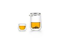 China Wholesale Borosilicate Tea Sets With Travel Mug Double Glass Gift Box Outdoor Coffee Stainless Steel Drip Tea and Coffee Set for sale