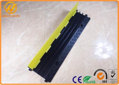 China Rubber Electrical Wire Floor 3 Channel Cable Protector Ramp Black Yellow 9kg Weight for sale