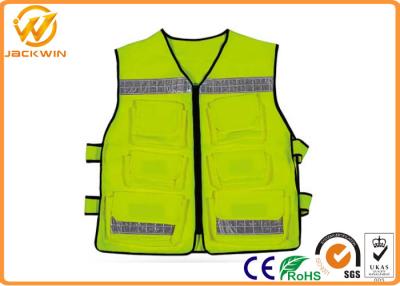 China Construction Reflective Work Vests , Velcro Highway Safety Vest with Pockets for sale