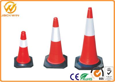 China 50cm / 75cm / 100cm Reflective Traffic Safety Cones with Black Rubber Base for sale