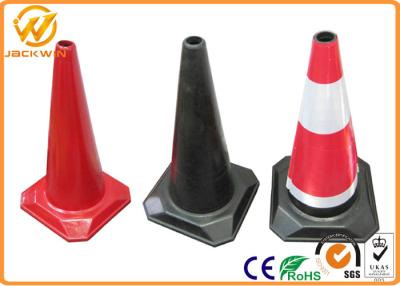 China Heavy Duty Rubber Reflective Traffic Safety Cones Red Black Waterproof 70 cm Height for sale