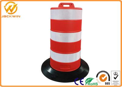 China Road Safe Channelizer Plastic Traffic Barriers with HDPE Drum Material Rubber Base for sale