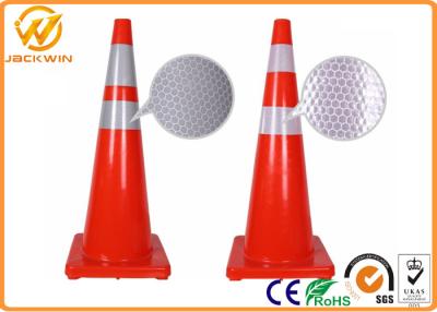 China 36 Inch Traffic Cones with Orange Red Reflective Tape Injection Mould PVC Material for sale