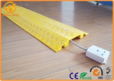 China Light Duty Indoor Plastic Floor Cable Cover Cord Protector Yellow / Black for sale