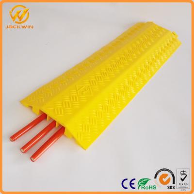 China Yellow PVC Body 3 Channel Cable Guard Ramp / Cable Cross / Cable Cord Protector for sale