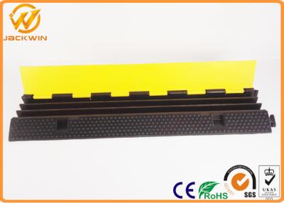 China 3 Channel Cable Protector Ramp Flexible Recycling Rubber One Meter Yellow Cover for sale
