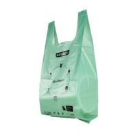 China Eco Friendly Cornstarch Green Shopping Carrier Packing T Shirt PLA Plastic Bags for sale