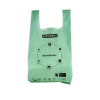 China Eco Friendly Cornstarch Green Shopping Carrier Packing T Shirt PLA Plastic Bags for sale