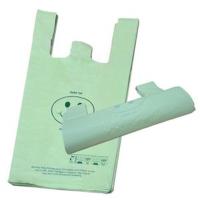 China Eco Friendly Cornstarch Green Shopping Carrier Packing T Shirt PLA Plastic Bags for sale
