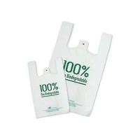 China PE Recyclable Reusable Printed Biodegradable Blue White Vest Style Plastic Carrier Bags for sale