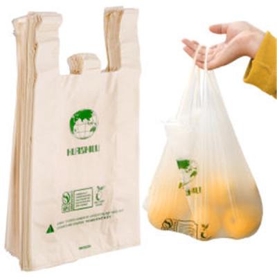 China 240 120x450mm 16mic Compostable Food Grade Transparent Biodegradable T Shirt Bags for sale