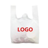 China PE Recyclable Reusable Printed Biodegradable Blue White Vest Style Plastic Carrier Bags for sale
