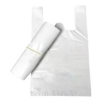 China 300 160x525mm 13mic White Plastic Shopping 100 Compostable Biodegradable T Shirt Bags for sale