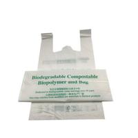 China 300 160x525mm 13mic White Plastic Shopping 100 Compostable Biodegradable T Shirt Bags for sale