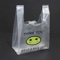 China Plant Based Biodegradable Heavy Duty Printed Compostable Vest Carrier Bags White Blue for sale
