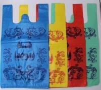 China Plant Based Biodegradable Heavy Duty Printed Compostable Vest Carrier Bags White Blue for sale