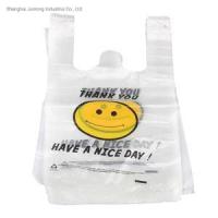 China Printed Biodegradable Blue White Plastic Vest Carrier Bags 11x17x21 for sale