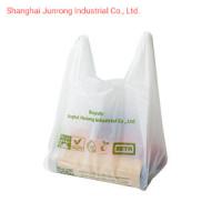 China 20X24 Eco Supermarket Poly Black Biodegradable T Shirt Bags For Packaging for sale